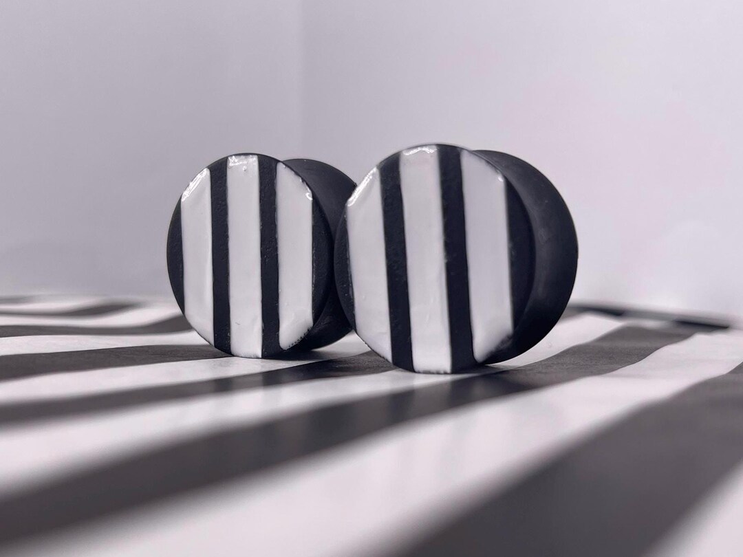 Black and White Striped Silicone Gauges for Alternative Goth ...