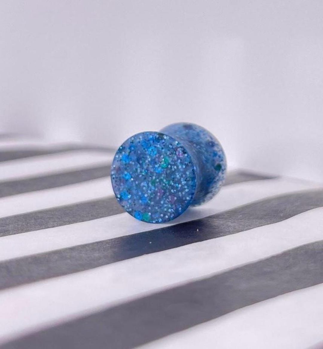 6mm Plugs, 7mm Plugs ,8mm Plugs, Dark Blue Glitter Handmade Custom ...