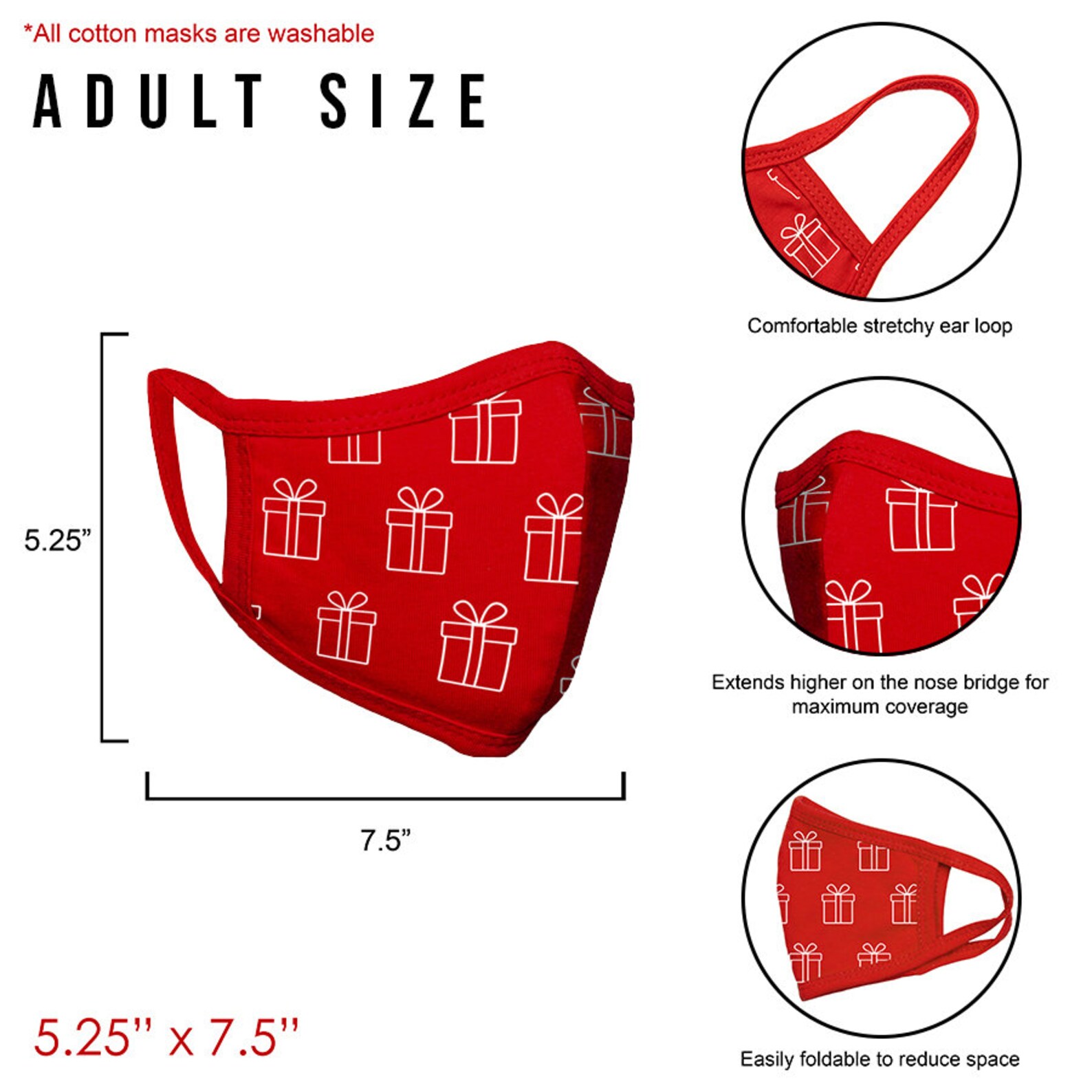 2/pack Christmas Presents Face Mask in Red - Etsy