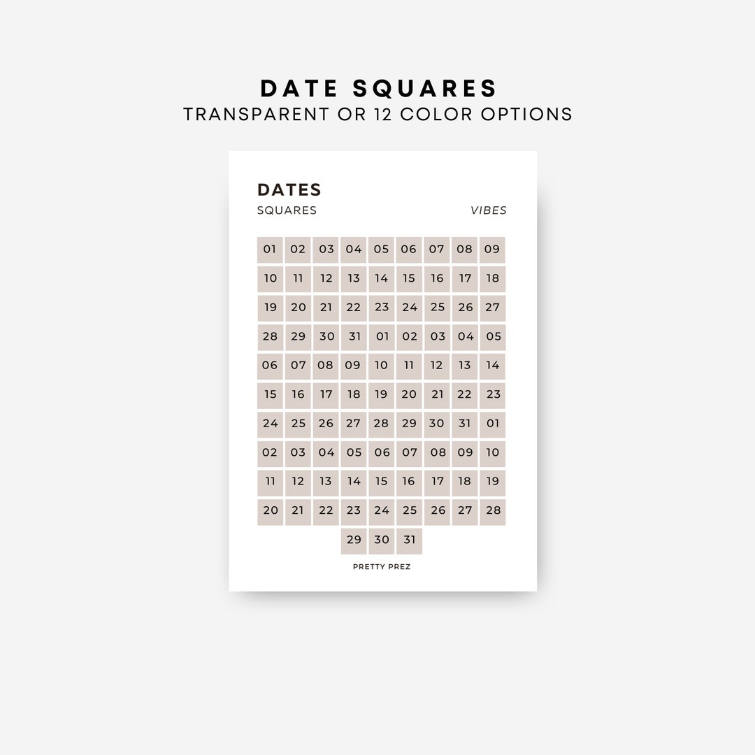 Date Square Stickers | Square Date Stickers | Transparent | Minimal ...