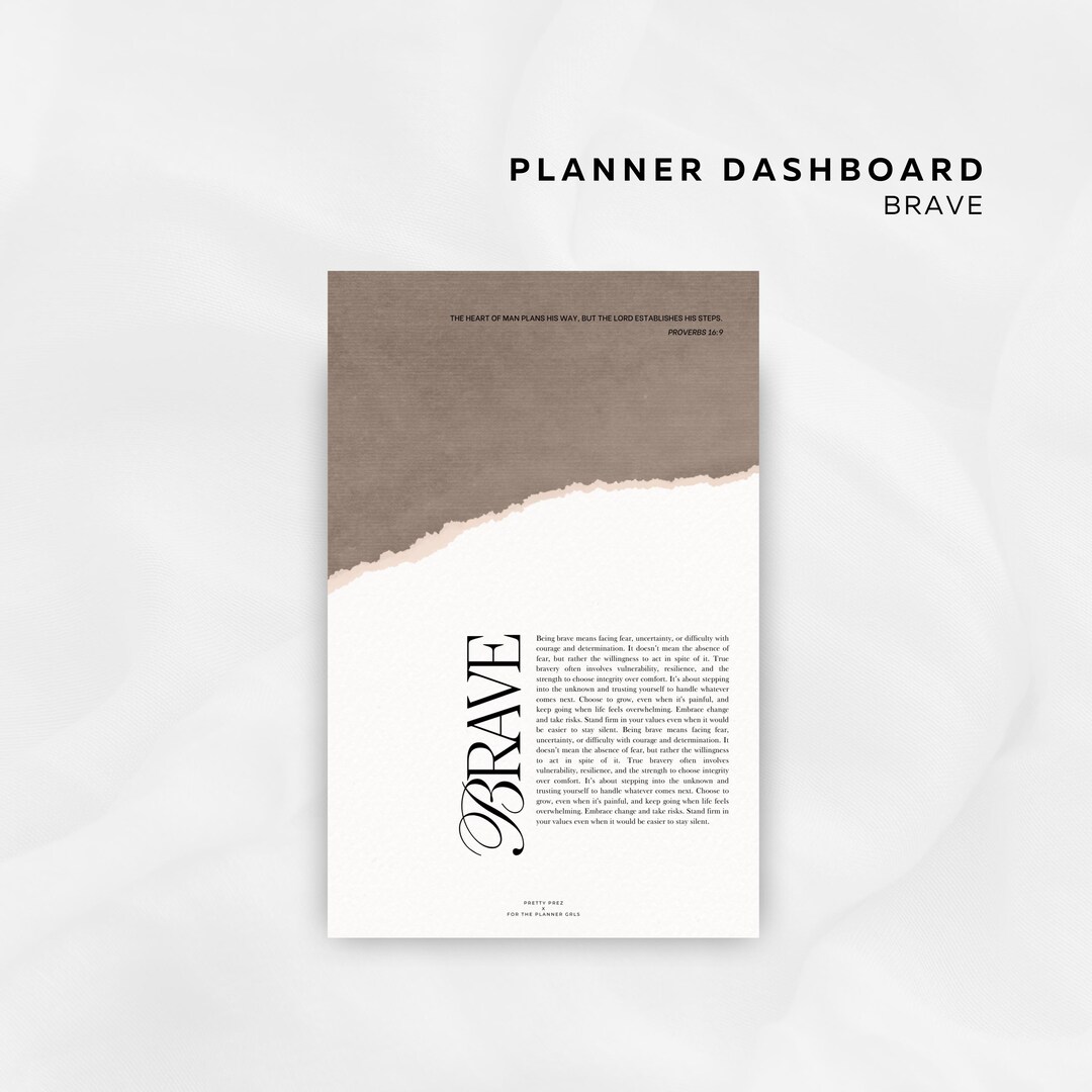 Brave Printable Planner Dashboard | Minimal Planner Dashboard ...