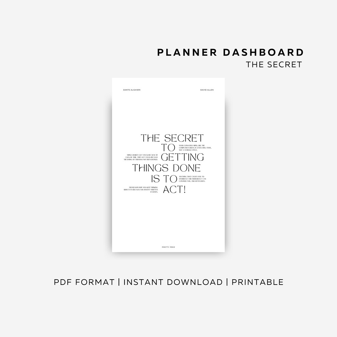 The Secret Printable Planner Dashboard Minimal Planner - Etsy