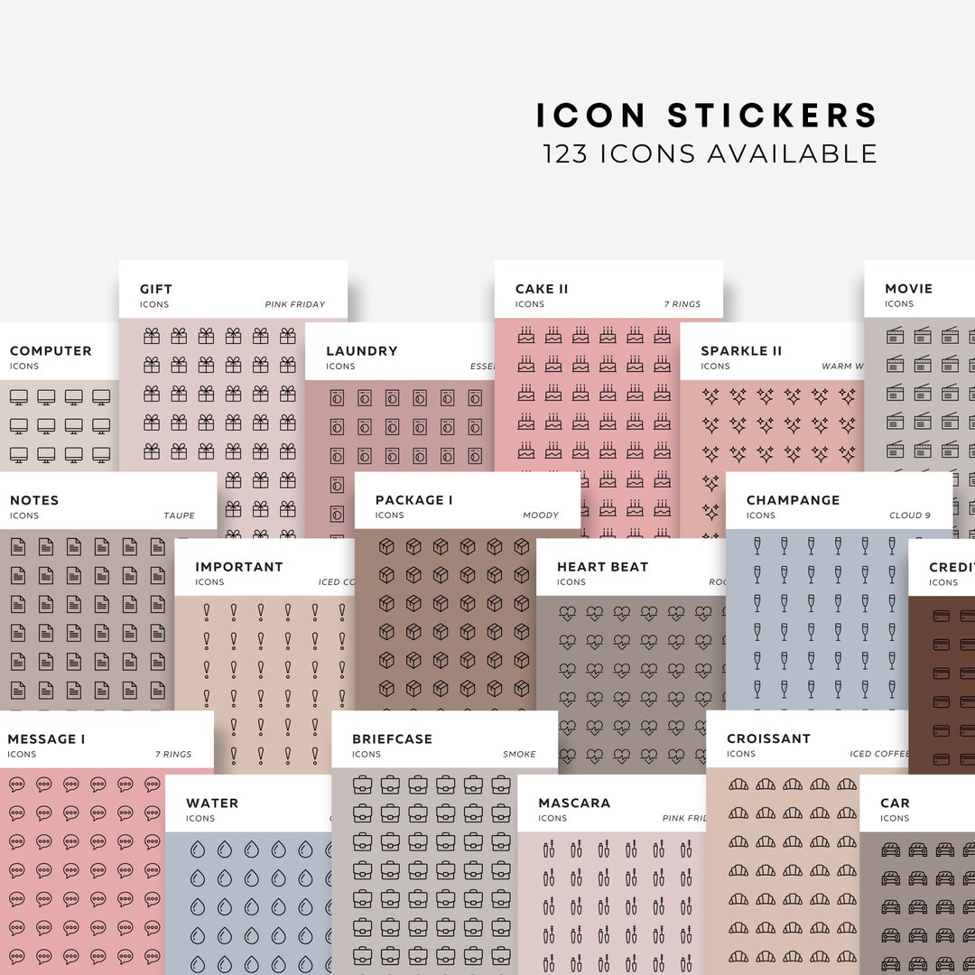 Icon Stickers 123 Icons Available Matte Transparent Stickers Mini Icon ...