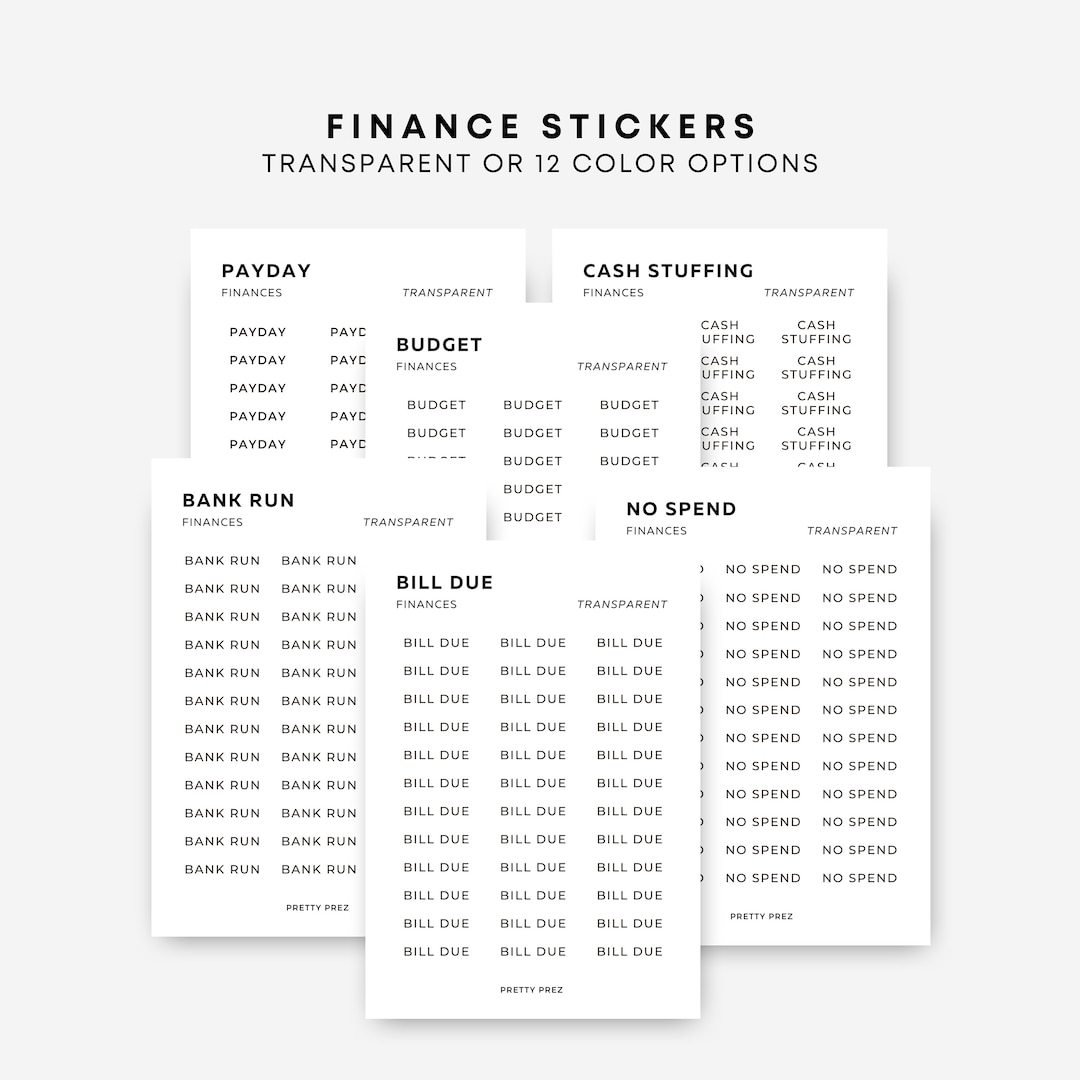Finance Stickers | Payday, Budget, Bank Run, Cash Stuffing, Bill Due ...