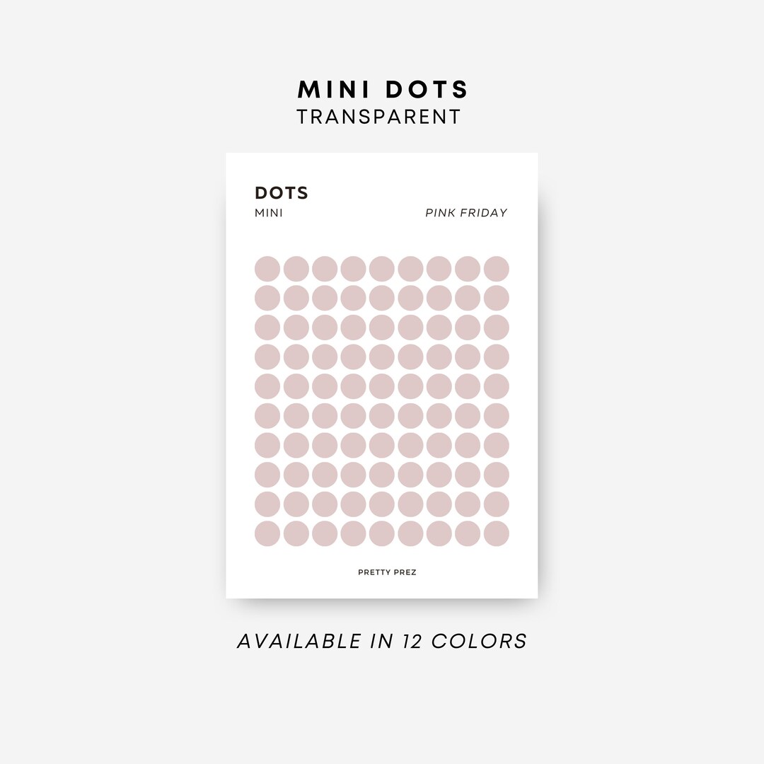 MINI Dot Stickers Transparent Minimal Sticker Sheets Functional Planner ...