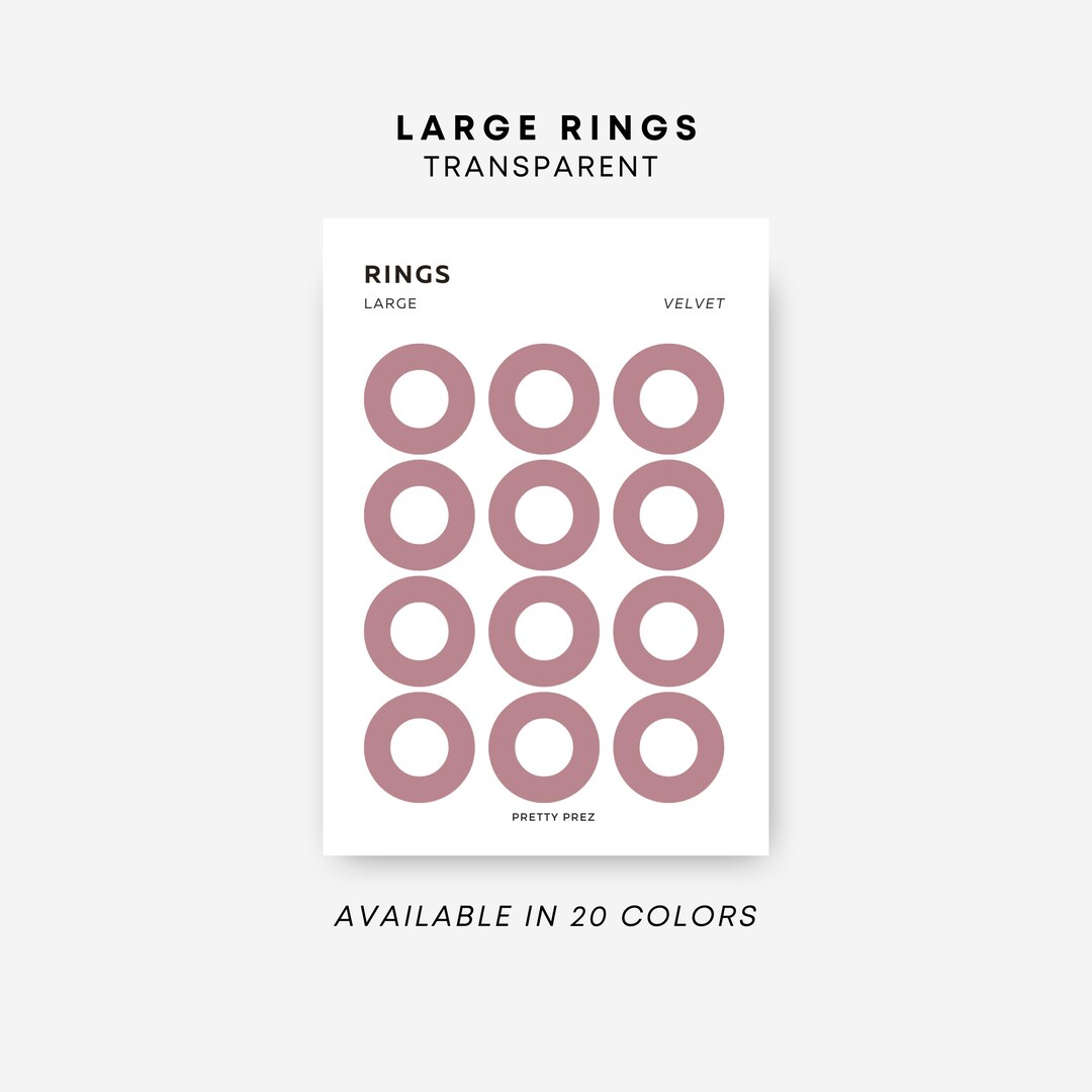 LARGE Ring Stickers | Transparent | Minimal Sticker Sheets | Functional ...