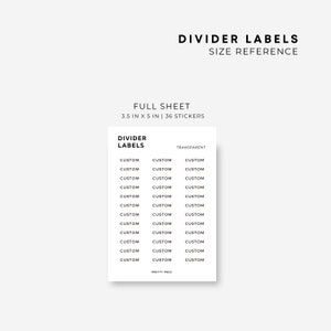 Custom Tab Divider Labels | 12 or 36 Labels | Matte Transparent ...