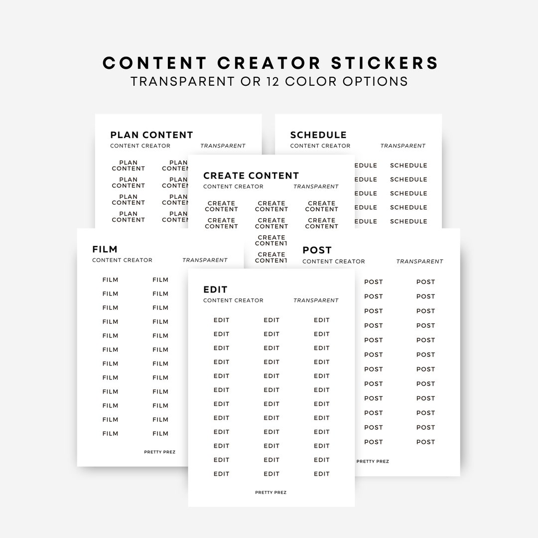 Content Creator Stickers | Create Content, Plan Content, Schedule, Film ...