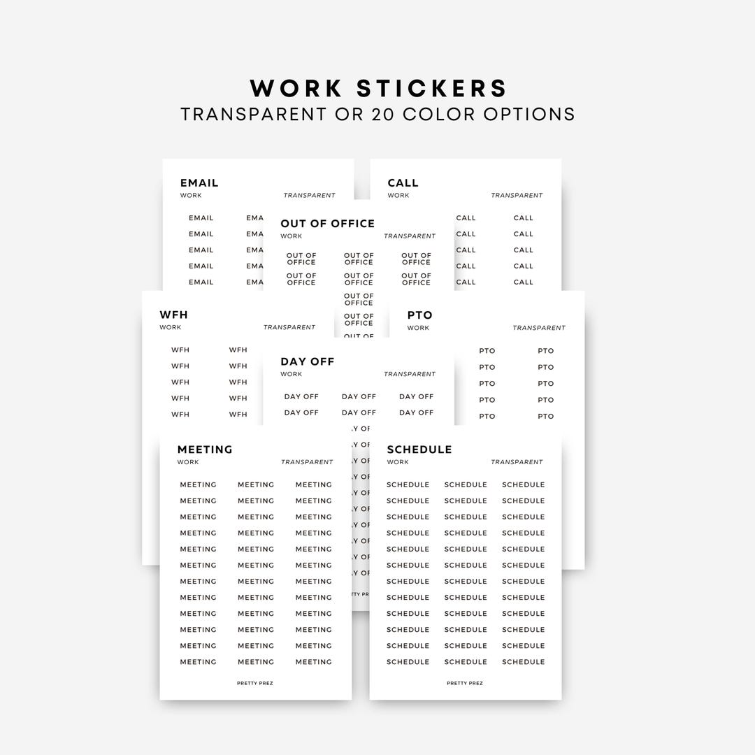 Work Stickers | Meeting, Schedule, Day Off, WFH, PTO, Out of Office ...