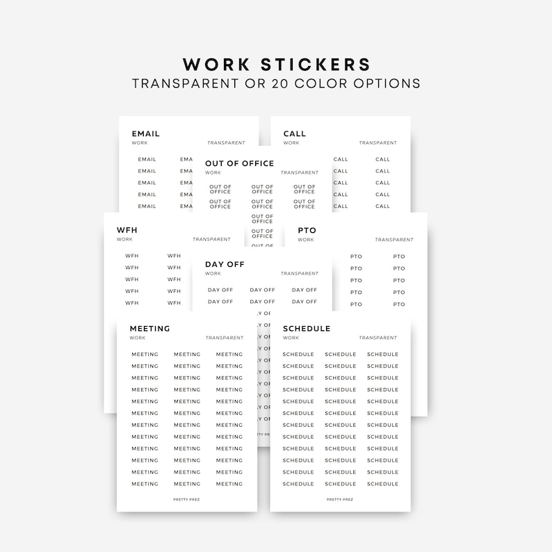 Work Stickers | Meeting, Schedule, Day Off, WFH, PTO, Out of Office ...