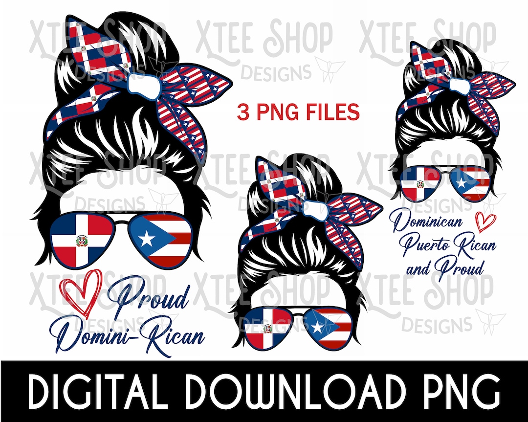 Dominican Puerto Rican Flags Messy Bun PNG (digital Download) - Etsy Canada
