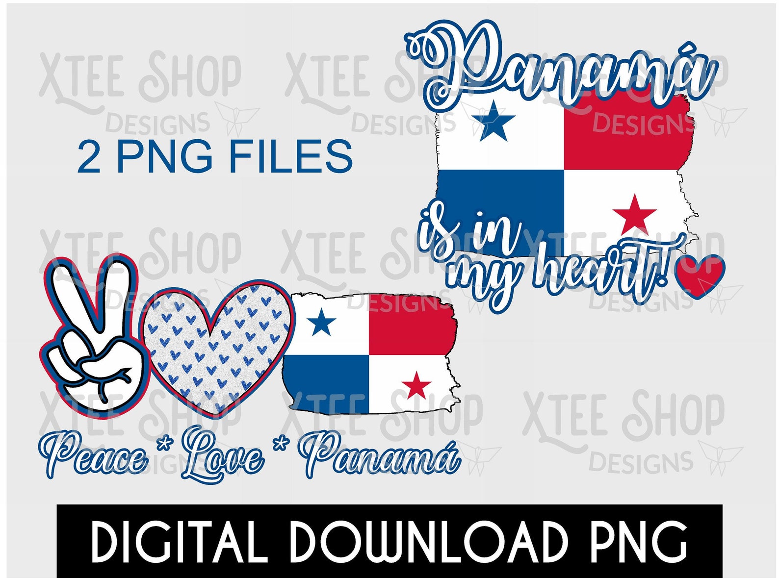 Panamá Digital PNG Files Set of Two Panama Flag Designs - Etsy