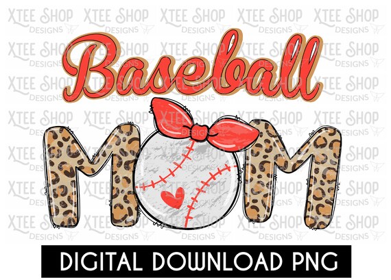 Baseball mom PNG digital file mom life leopard PNG baseball | Etsy