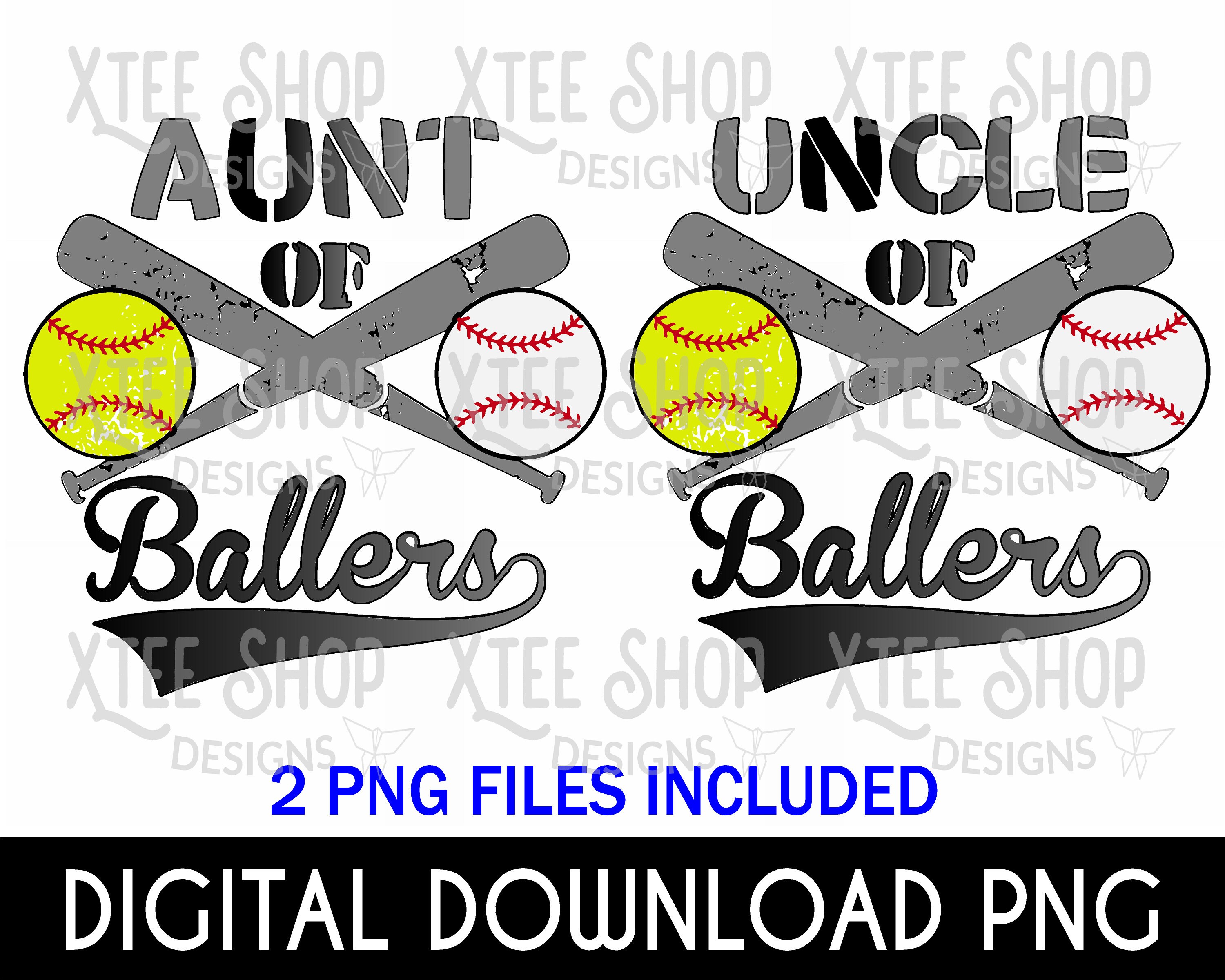 Sports Aunt & Uncle Ballers PNG Bundle: Baseball Softball (digital ...