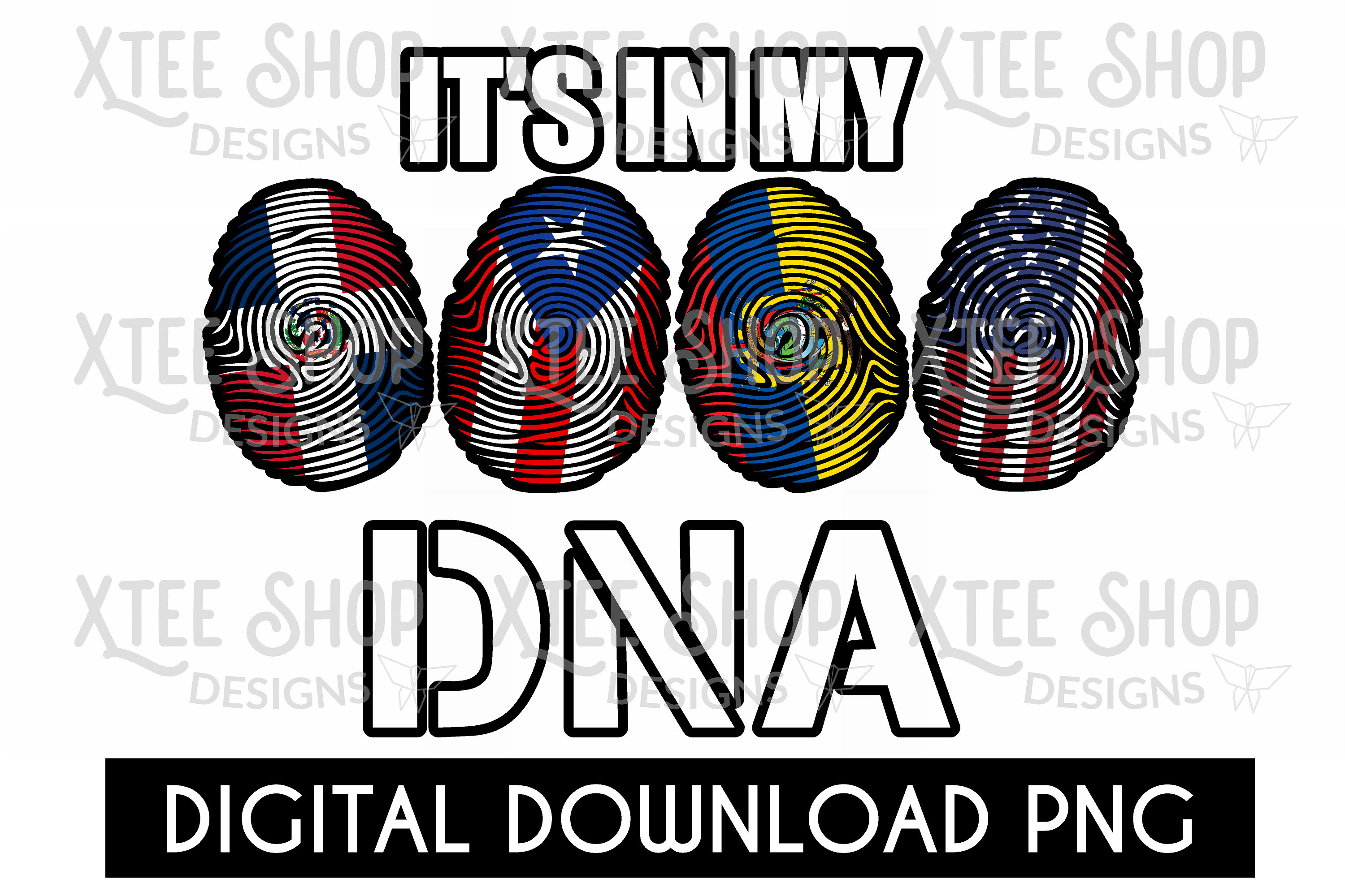 Hispanic DNA Fingerprint Flags PNG: Ecuador, Dominican Republic, Puerto ...