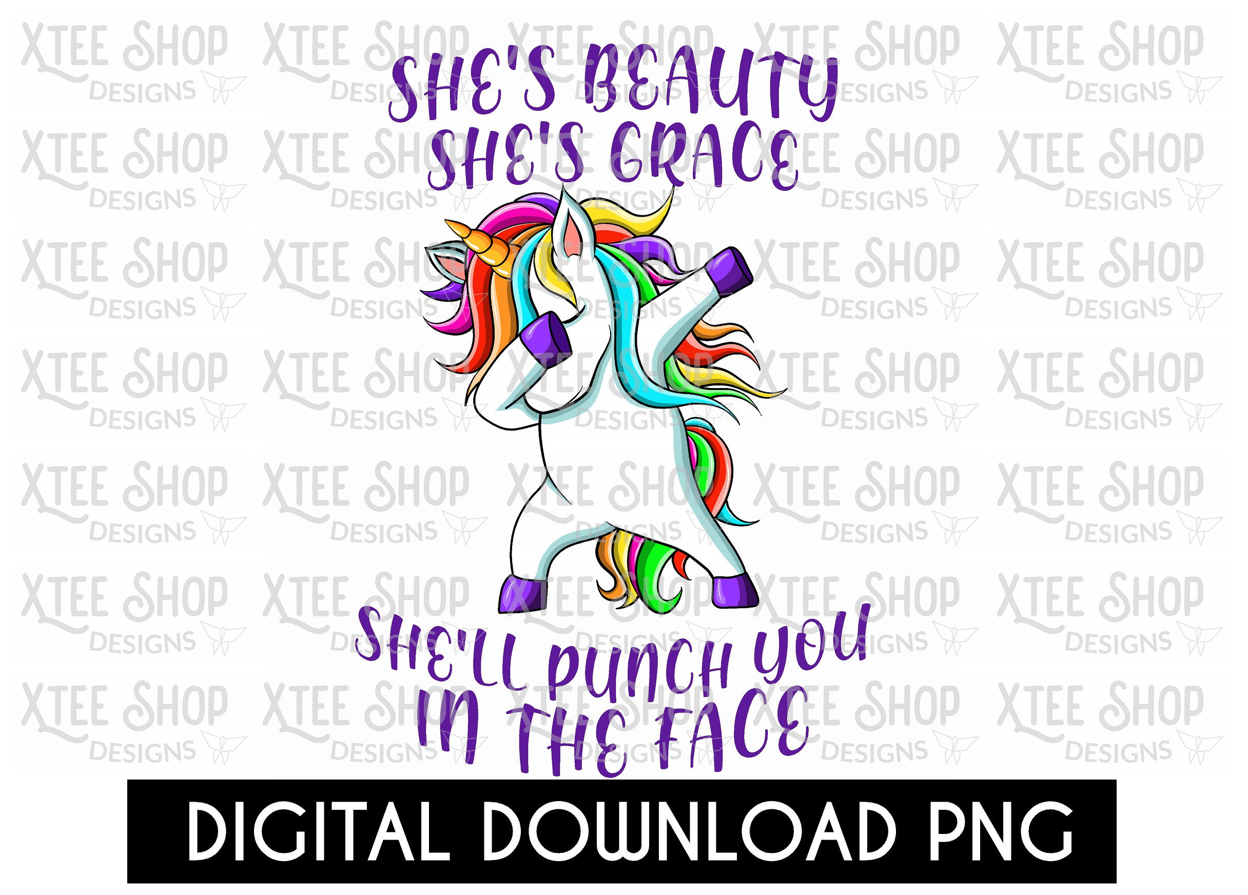 Unicorn Rainbow PNG Digital File She's Beauty Quote PNG - Etsy