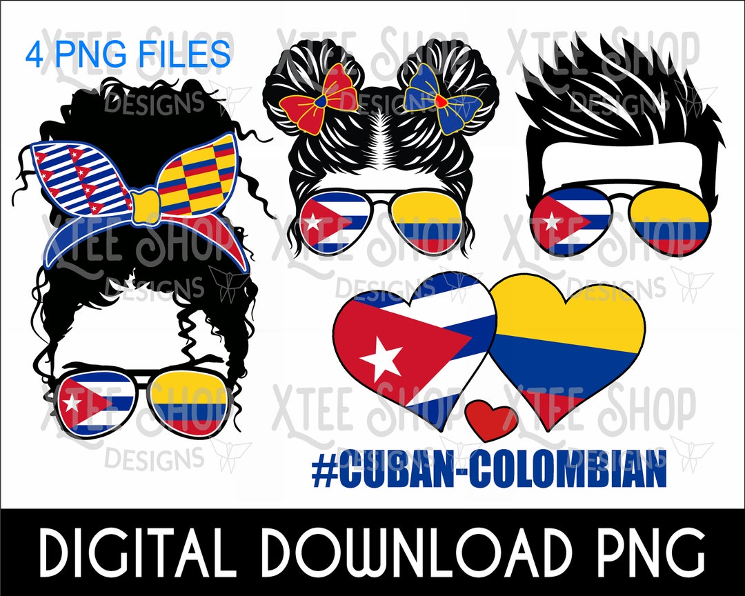 Cuba and Colombia Flag PNG Digital Files, Cuba and Colombia Family Flag ...