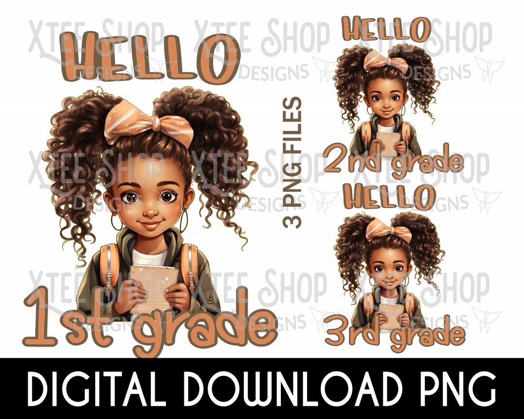 Back to School African American Girl PNG Digital File Download, Back to ...