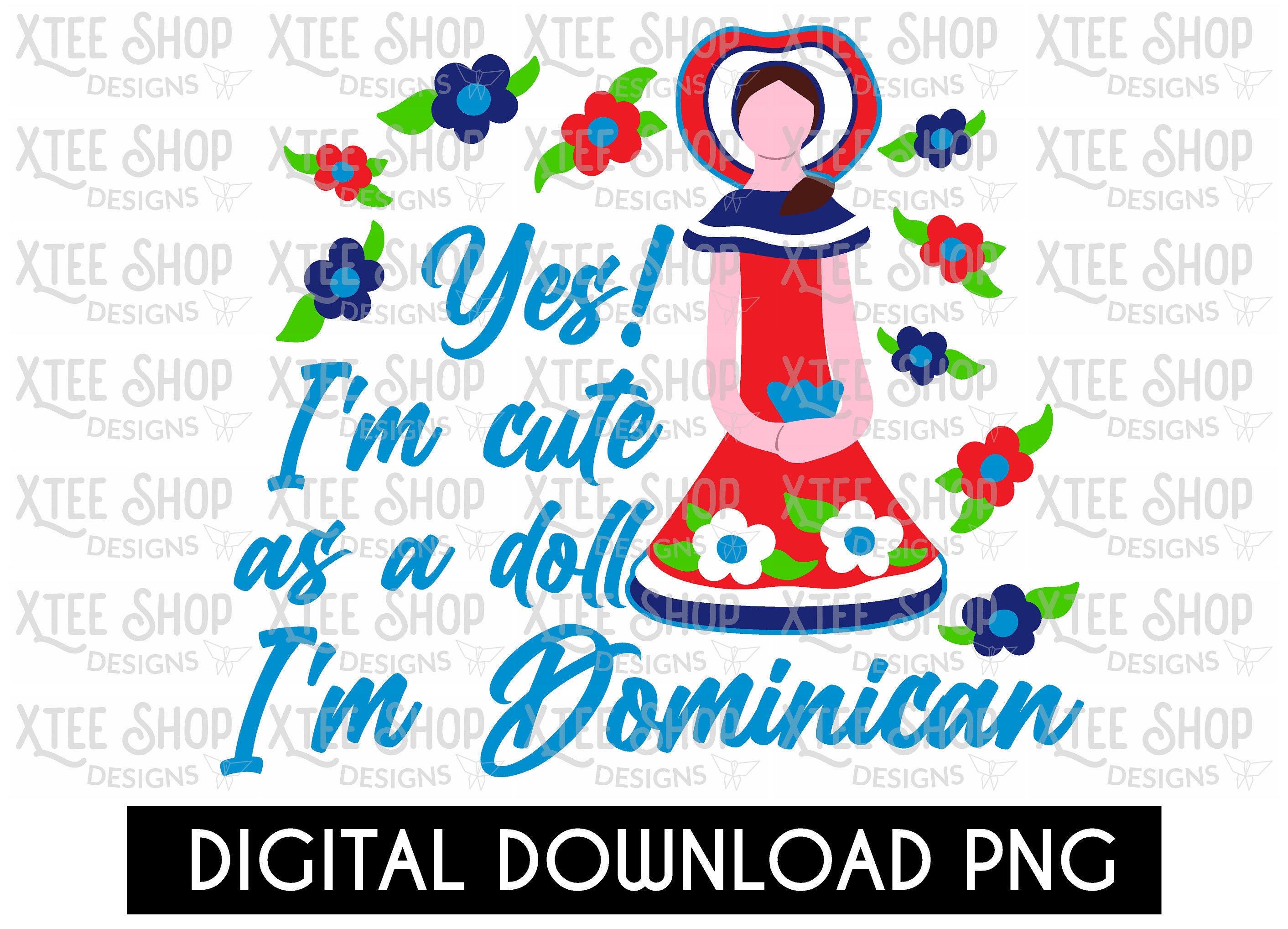 Dominican cute faceless girl PNG digital file dominican | Etsy
