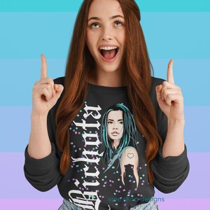 Bichota PNG File With Confetti Background, Bichota Blue Hair Girl ...