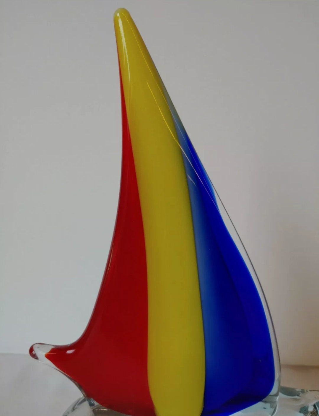Minchella Murano Glass Blue Yellow Red Ship Art Piece - Etsy