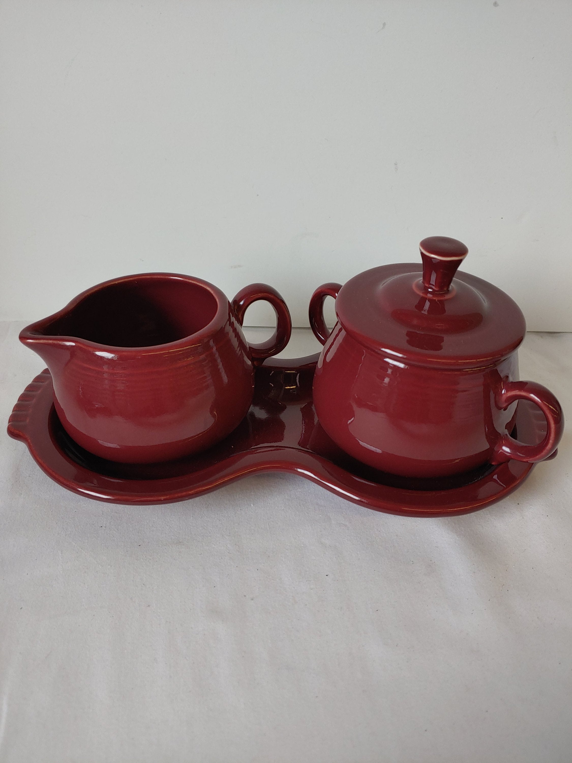 Fiestaware sugar bowl and cream pitcher Fiesta ware set. Fiesta Rose ...