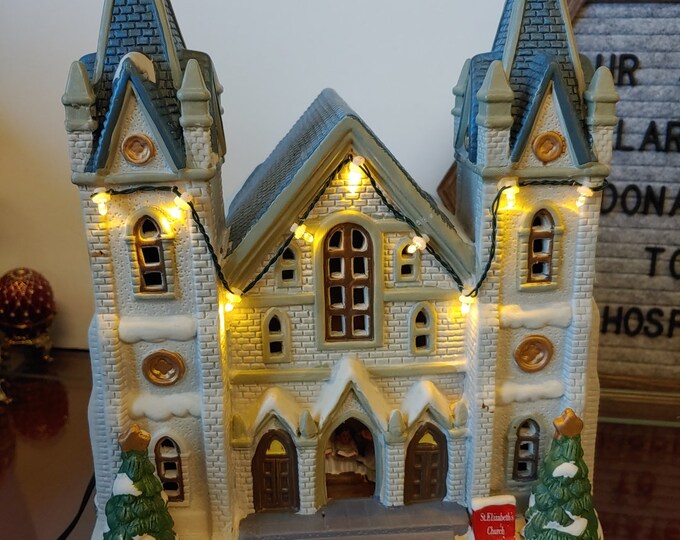 Carole Towne Collection Christmas Village St. Elizabeth's Church LED ...