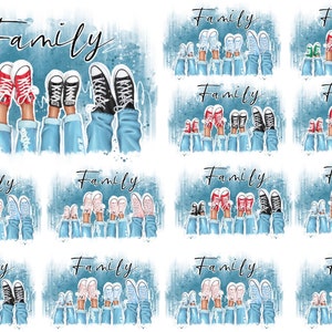 Family Clipart, Feet of Mom, Dad and Children in Shoes, PNG on ...