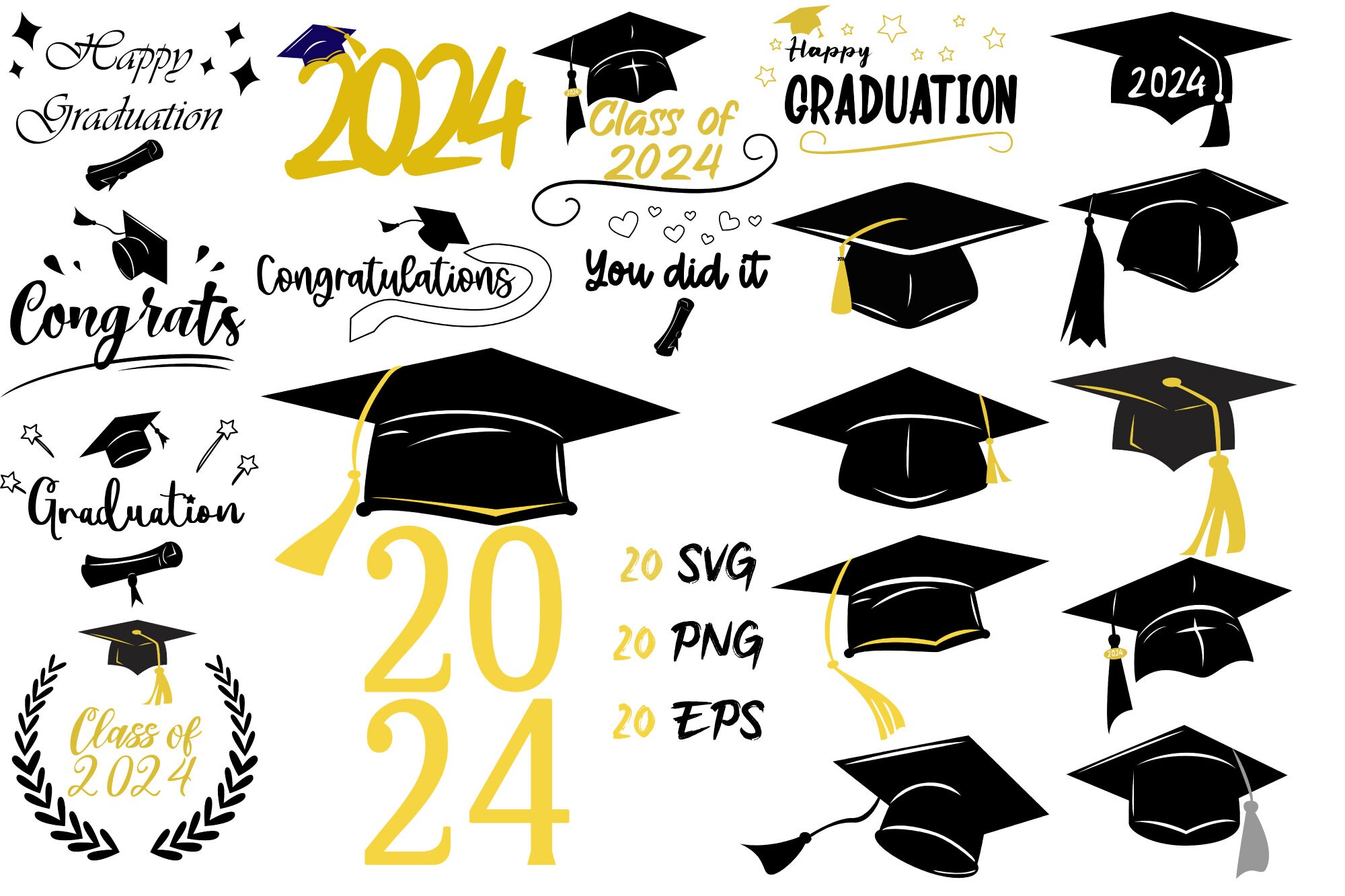 Graduation Cap SVG Graduation Hat SVG Graduate Clipart Silhouette ...