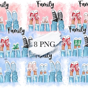 Family Clipart, Feet of Mom, Dad and Children in Shoes, PNG on ...