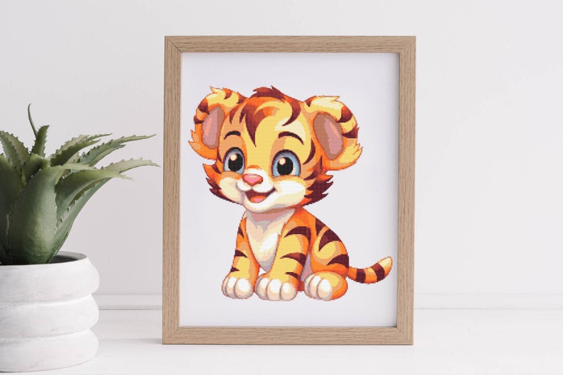 Set of 5 Tiger, Cute Tigers Cross Stitch, Large Cross Stitch, African ...