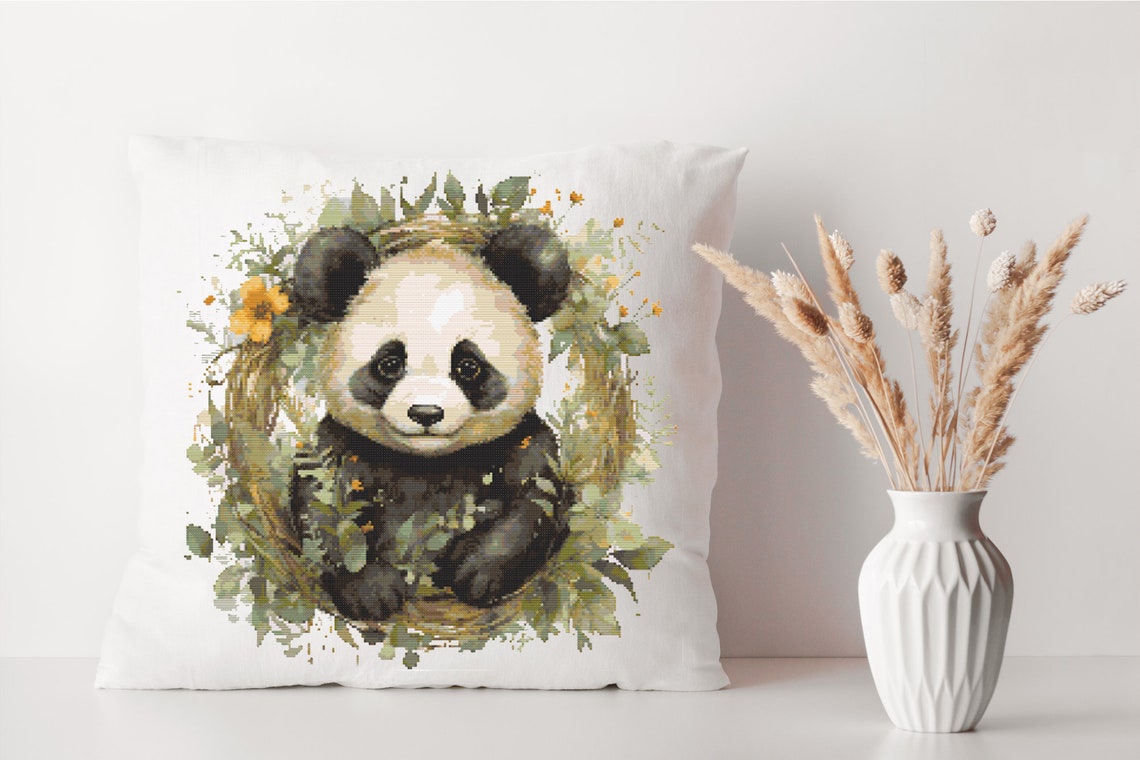 Set of 7 Pandas, Cute Panda Cross Stitch, Large Cross Stitch, Full ...