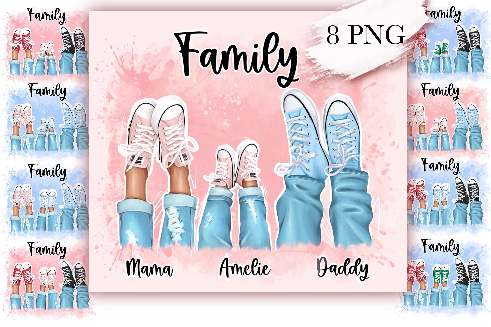 Family Clipart, Feet of Mom, Dad and Children in Shoes, PNG on ...