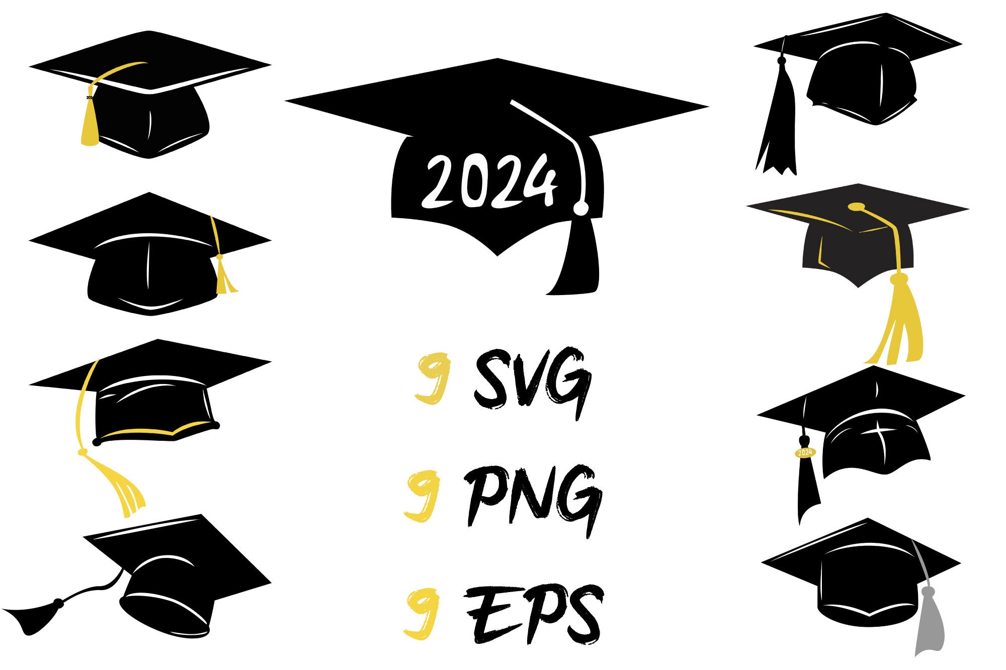 Graduation Cap SVG Graduation Hat SVG Graduate Clipart Silhouette ...