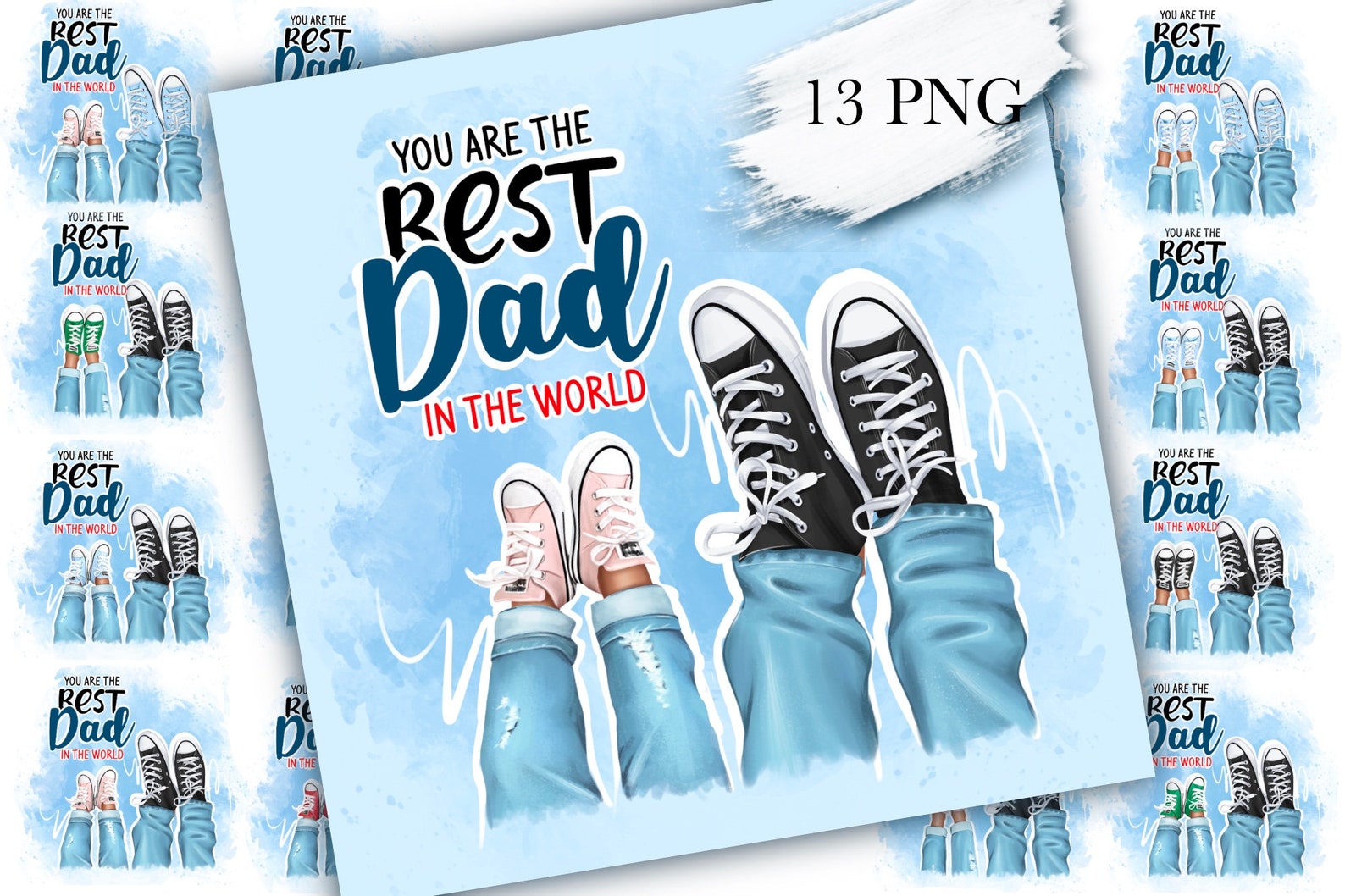 Dad and 1 Kids, Dad Baby Feet in Jeans and Sneakers, PNG on Transparent ...