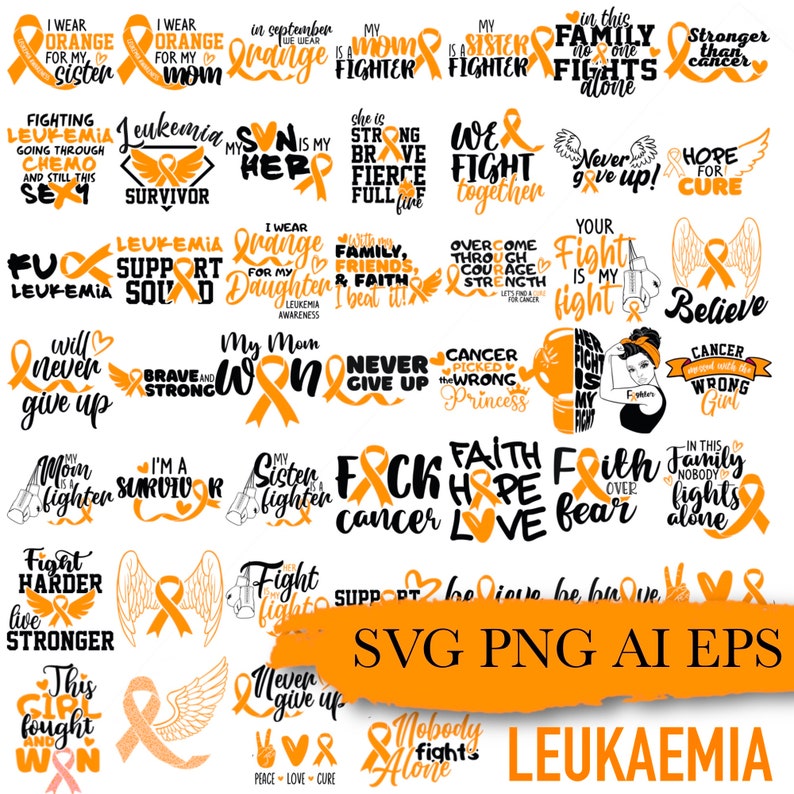 Leukemia Svg Bundle, Leukemia Awareness, Leukemia Shirt, Leukemia Png ...