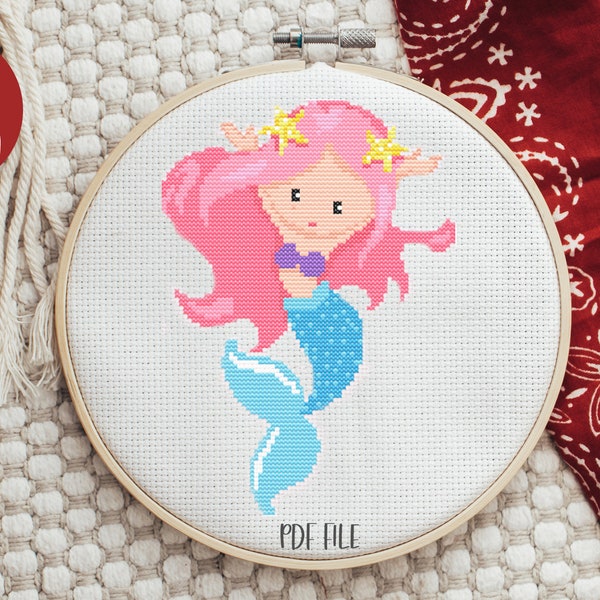 Mermaid Cross Stitch Pattern - Etsy