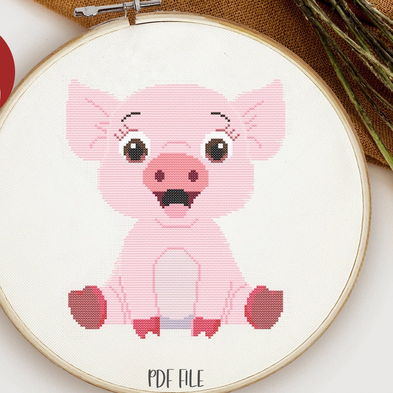 Pig Cross Stitch - Etsy