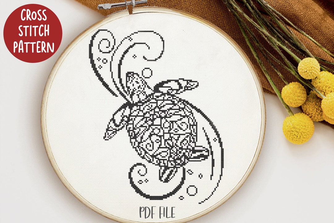 Mandala Turtle Cross Stitch Pattern Modern Cross Stitch Sea - Etsy