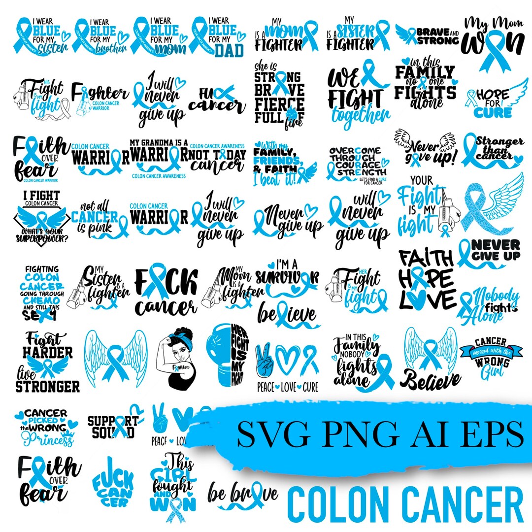 Colon Cancer Svg, Heal Cancer Svg, Colon Cancer Ribbon, Peace Love Cure ...