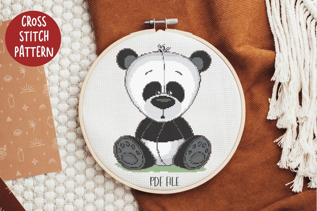 Panda Cross Stitch Cute Panda Cross Stitch Pattern Animal - Etsy
