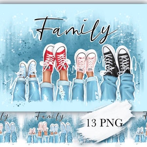 Family Clipart, Feet of Mom, Dad and Children in Shoes, PNG on ...