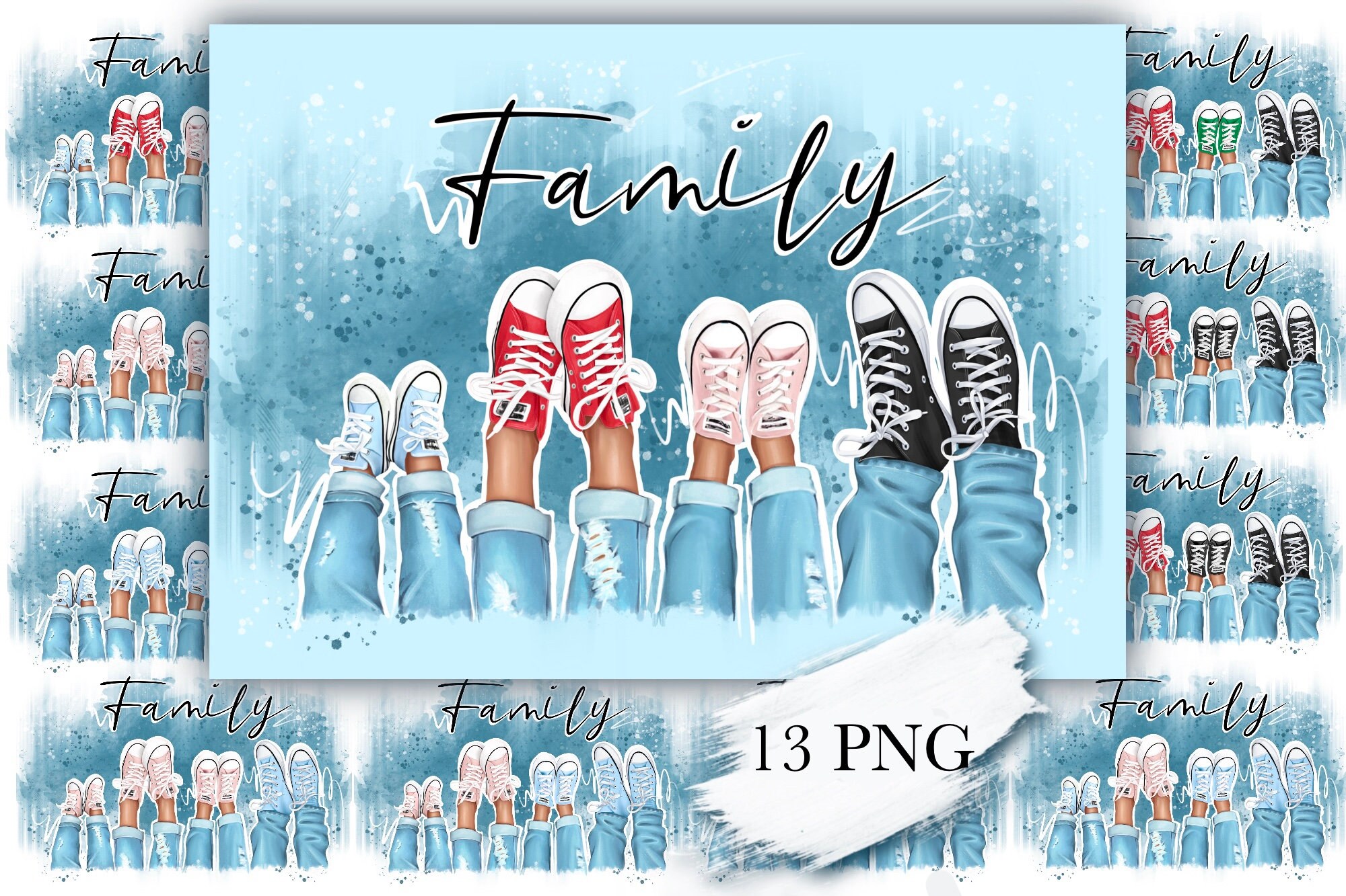 Family Clipart, Feet of Mom, Dad and Children in Shoes, PNG on ...