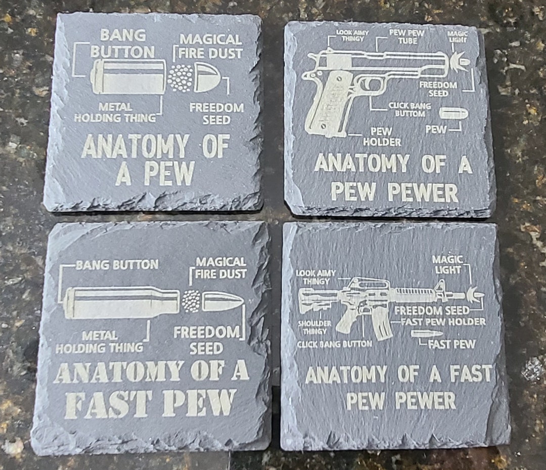 Anatomy of a Pew Slate Coasters – Gun and Ammo Design - Etsy