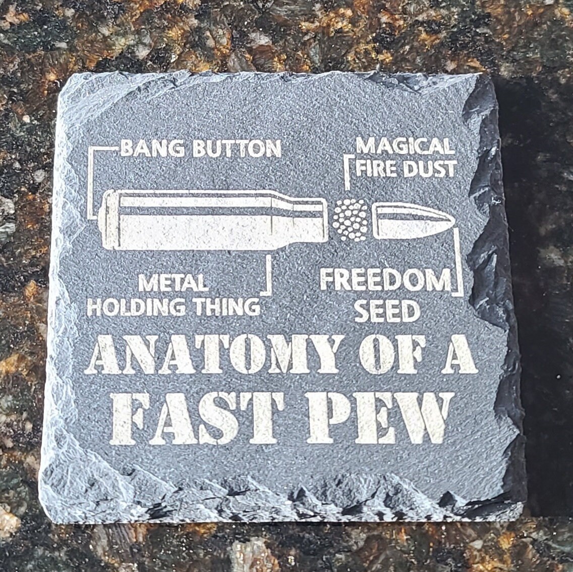 Anatomy of a Pew Slate Coasters – Gun and Ammo Design - Etsy