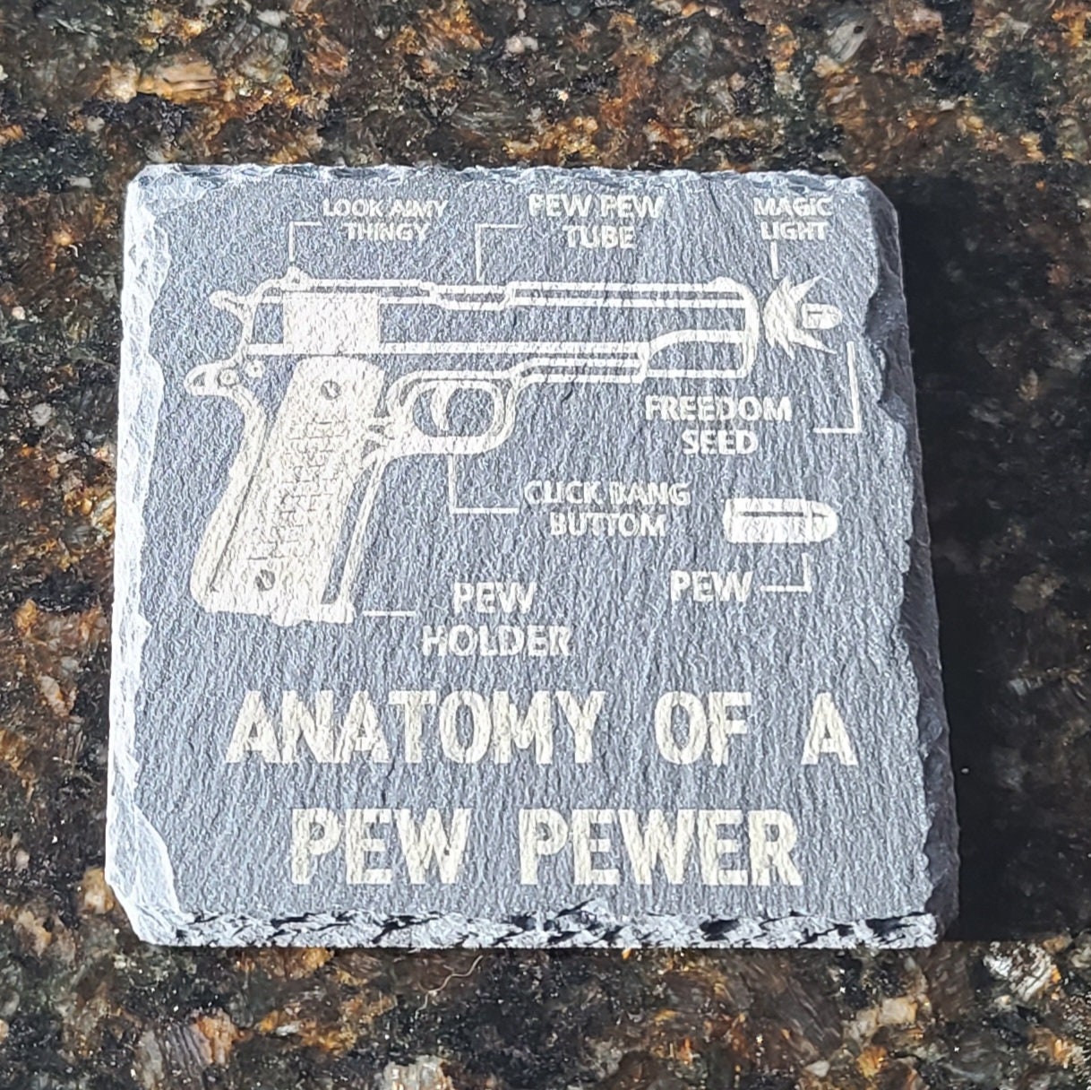 Anatomy of a Pew Slate Coasters – Gun and Ammo Design - Etsy