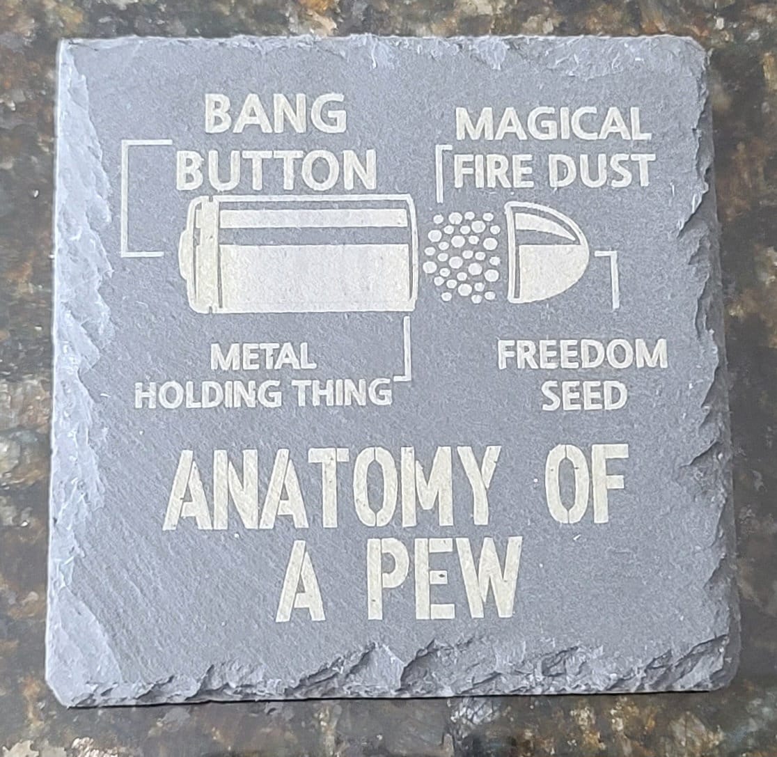 Anatomy of a Pew Slate Coasters – Gun and Ammo Design - Etsy