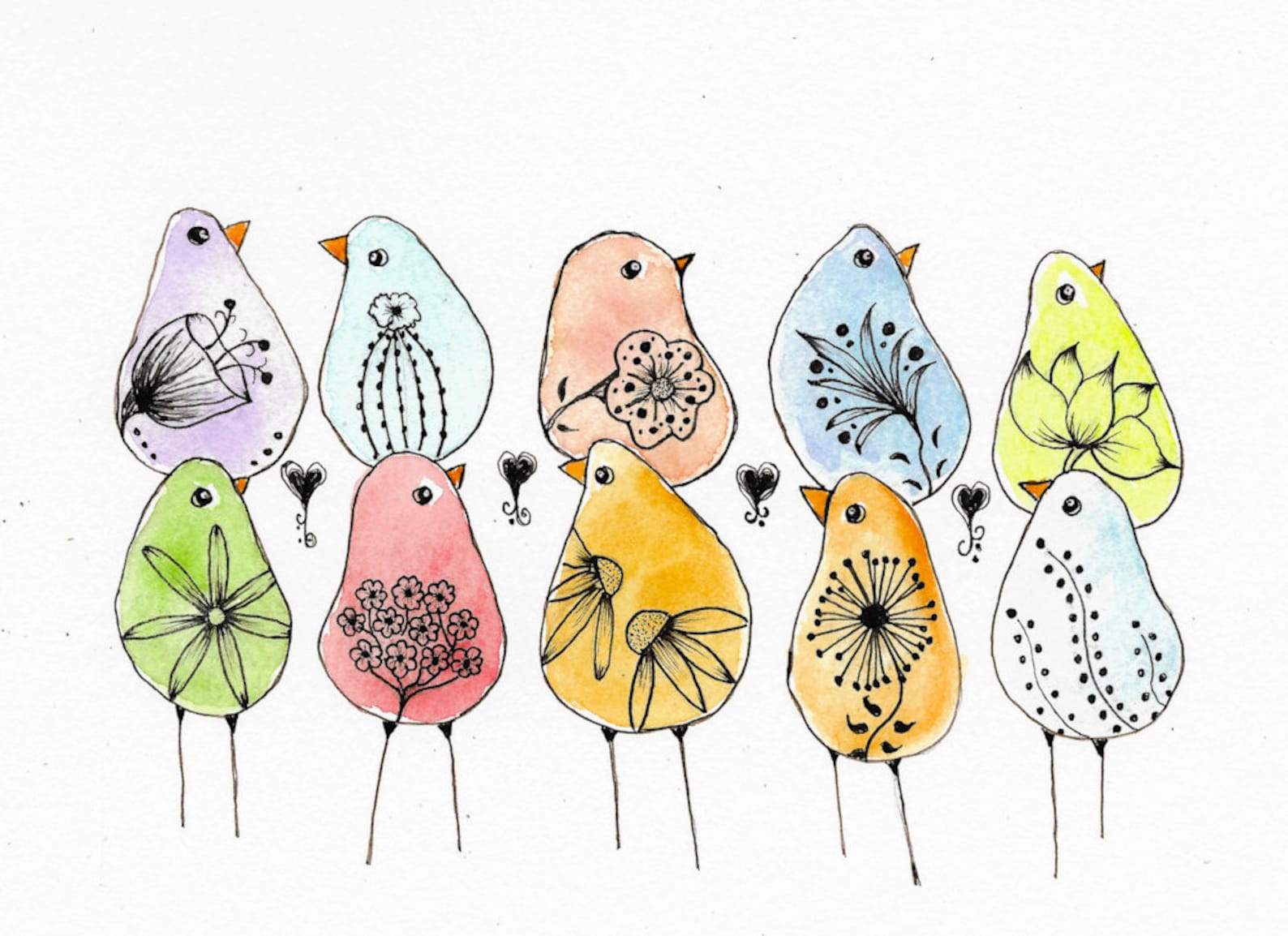 Doodle Birds - Etsy