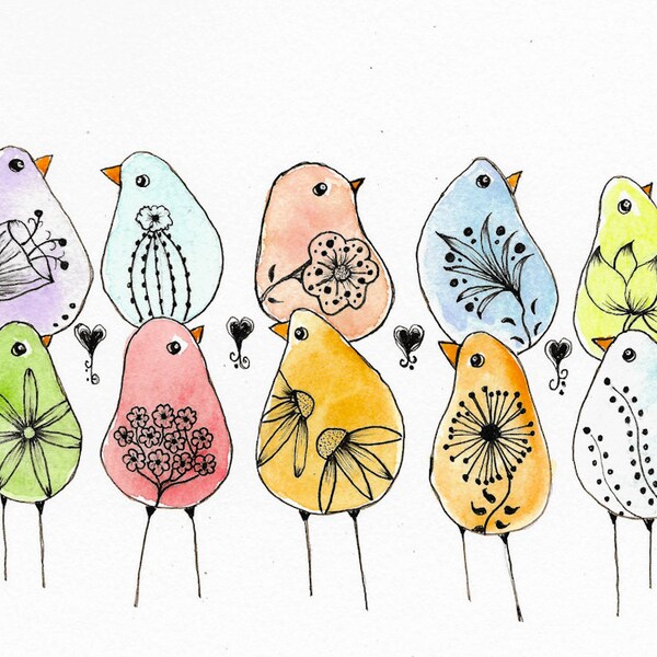 Doodle Birds - Etsy