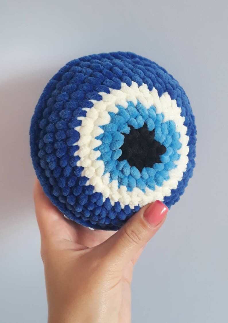 Evil Eye Crochet Pillow Nazar Knit Pillow Round Crochet Pillow - Etsy
